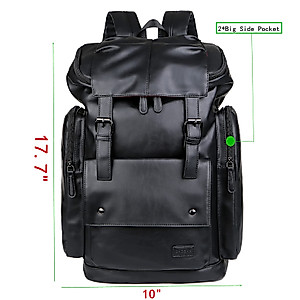 Baosha BP-16 PU Leather Casual Backpack College Backpack Daypack Black