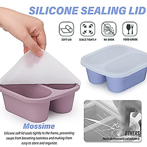 Mossime Silicone Soup Freezer Molds: 1 Cup Silicone Freezer Trays with Lid - 4 Packs Easy Release Soup Freezer Containers - 250ml 125ml Portion Large Cubes for Ice Soup (4, Blue/Purple)
