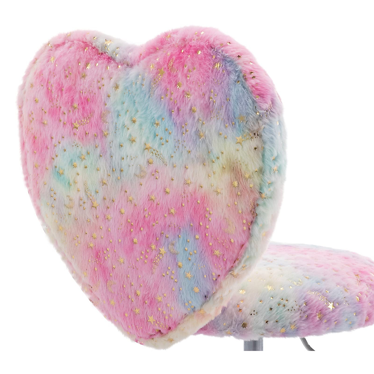chairus Kids Desk Chair Faux Fur Study Chair for Teenage Girls, Adjustable Heart Shaped Kids Vanity Chair for Bedroom Reading Living Room, Small Cute Student Task Chair with White Foot, Colorful
