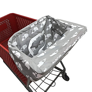 Portable Shopping Cart Cover | High Chair and Grocery Cart Covers for Babies, Kids, Infants & Toddlers ✮ Includes Free Carry Bag ✮ (Simple White Elephant)