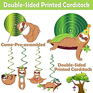 15pcs Sloth Party Hanging Swirls Decorations Sloth Theme Ceiling Streamer for Birthday Party Supplies Baby Shower Favor Spiral Ornaments