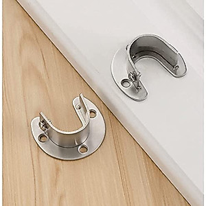 2Pcs 1" (25mm) Closet Rod Bracket with Screws, Stainless Steel U-Shaped Closet Rod End Support Flange Rod Holder, Silver