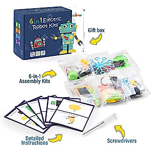 STEM Robotics Kit, 6 Set Electronic Science Projects Experiments for Kids Ages 8-12 6-8, STEM Toys for Boys, DIY Engineering Robot Building Kits for Girls to Build 7 8 9 10 11 12 + Year Old Gift Ideas