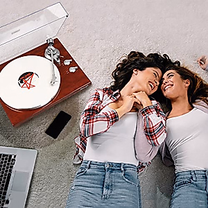 Turntable Record Player Bluetooth Built-in Phono Pre-amp 2-Speed Belt-Driven with Adjustable Counterweight Magnetic Cartridge Vinyl Recording via PC Turntables for Vinyl Records