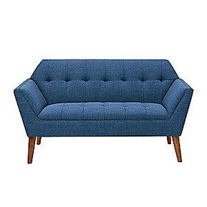INK+IVY Newport Accent Armchair-Solid Wood Frame, Flare Arm Family Loveseat Settee Modern Mid-Century Style Living Room Sofa Furniture, 59" Wide, Blue