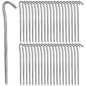 AVLA 40 Pack Tent Pegs, 7 Inch Aluminium Tent Stakes Pegs with Hook, Garden Edging Fence Hooks, Landscape Pins, Camping Pegs for Pitching Camping Tent