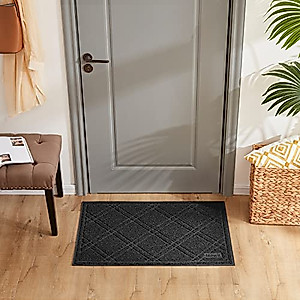 Lifewit Door Mat, 24"×35", Traps Dirt Front Doormats, Non Slip Low-Profile, Durable & Washable Indoor Door Rugs for Entryway, Entrance, Garages, Decks, Patios, Black