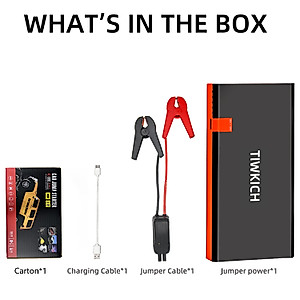 TIWKICH A13 Car Jump Starter 1000A (Up to 5.0L Gas and 2.0L Diesel Engines),12V Lithium Auto Portable Battery Charger jumpstart Booster Pack with LED Light and Tpy-c