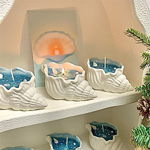 Generic Unique Aquamarine Beach Candle Starry Sky Pearl Scented Candle Wax Handmade Firelight Conch Seashell Shape Design Creative Gift Room Decor Candles