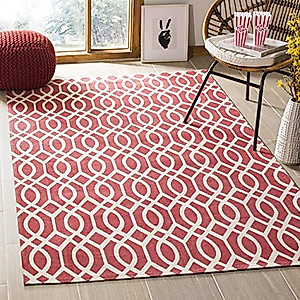SAFAVIEH Cedar Brook Collection 5' x 8' Coral / Ivory CDR141G Handmade Geometric Cotton Area Rug