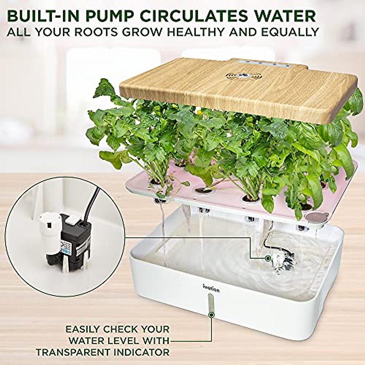 Ivation 12-Pod Indoor Hydroponics Growing System Kit with LED Grow Light, Herb Garden Planter for Herbs, Vegetables, Plants Flowers and Fruit