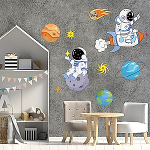SUPERDANT Universe Wall Stickers Space Astronauts Planet Wall Decals Peel and Sticker DIY Wall Art Decors Mars Moon Uranus Jupiter Neptune Saturn Stickers for Kids Bedroom Classroom Nursery