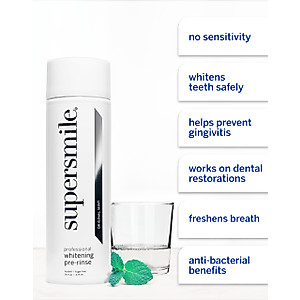 Supersmile Whitening Pre-Rinse - Clinically Formulated Pre-Brush Dental Mouthwash, Cleans and Whitens Teeth in Hard-to-Reach Places - Fresh Breath - Anti-Germicidal - Alcohol-Free (16 Fl Oz)