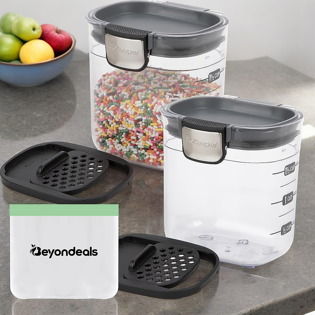 Beyondeals ProKeeper+ 0.14kg Progressive Prepworks Containers, Bundle Reusable Food Storage Bag, Stackable Kitchen Organizer, Airtight Seal, BPA-Free, [Pack of 2]