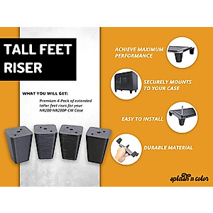 SplashNColor NR200 NR200P Taller Feet Extended Height Compatible with Cooler Master NR200 NR200P Q300L Mini-ITX Pc Cases, Q300L NR200 Case Feet, Cooling Risers Attachment 4-Pack, Black