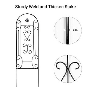 Amagabeli 2 Pack Garden Trellis for Climbing Plants 60" x 18" Black Iron Potted Support Vines Metal Wire Plant Trellis for Climbing Vegetables Flower Patio Roses Cucumbers Clematis Pots Supports GT05