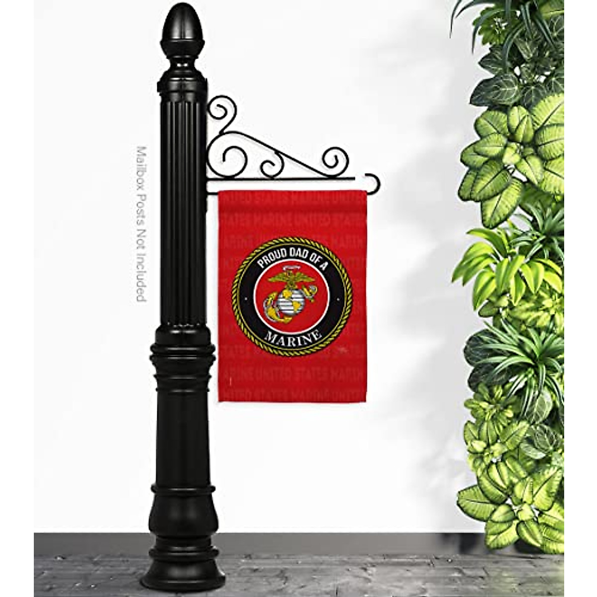 Breeze Decor Proud Dad Garden Flag Set Wall Holder Armed Forces Marine Corps USMC Semper Fi United State American Military Veteran Retire Official House Yard Gift Double-Sided, Made in USA