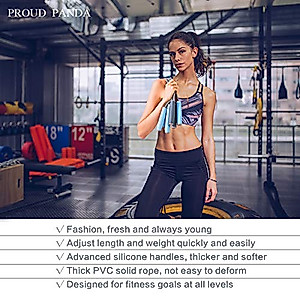 Weighted Jump Rope Workout-1LB Professional Skipping Rope with Adjustable Length&Silicone Comfortable Grips,Heavy Jumpropes Adults Fitness Women Men Kids,Cardio Boxing Endurance Training Exercise-Gray