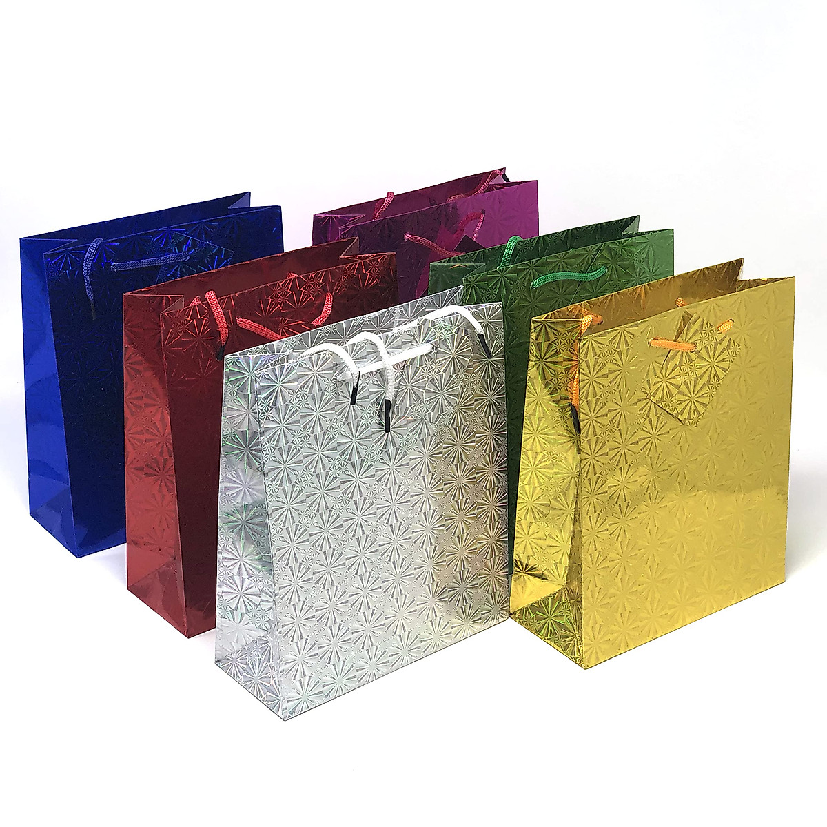Allgala 12-PC 9 x7 Inch Medium Premium Hologram Gift Bags-GP50301