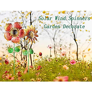 MUMTOP Solar Wind Spinner 33 Inch Sunflower Wind Sculptures for Garden Patio Courtyard Decoration