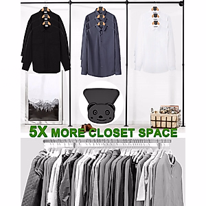 Space Saving Hanger Closet Organizer, Ultra- Premium ABS Hangers Hooks for Heavy Clothes Create Up to 5X Closet Space, Clips Fits All Hangers, College Dorm Room Essentials 18 Value Pack