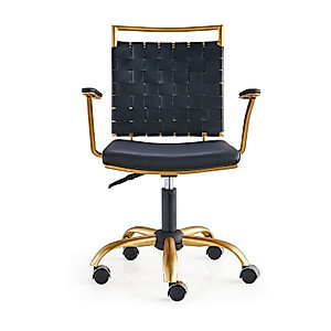 CAROCC Gold Office ChairGold Desk Chair Office Chair in Gold Modern Home Office Chair Gold Office Chair Gold Legs (3013 Gold Black)