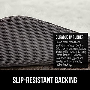 Gorilla Grip Fluffy Faux Fur Rug, Machine Washable Soft Furry Area Rugs, Rubber Backing, Plush Floor Carpets for Baby Nursery, Bedroom, Living Room Shag Carpet, Luxury Home Decor, 3x5, Ivory