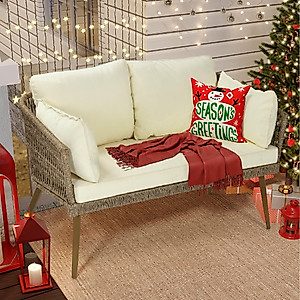 YITAHOME Patio Loveseat, All-Weather Rattan 2 Seater Sofa with Cushions & Lumbar Pillows, Outdoor Patio Furniture Set for Patio, Balcony, Backyard, Deck, Poolside - Beige