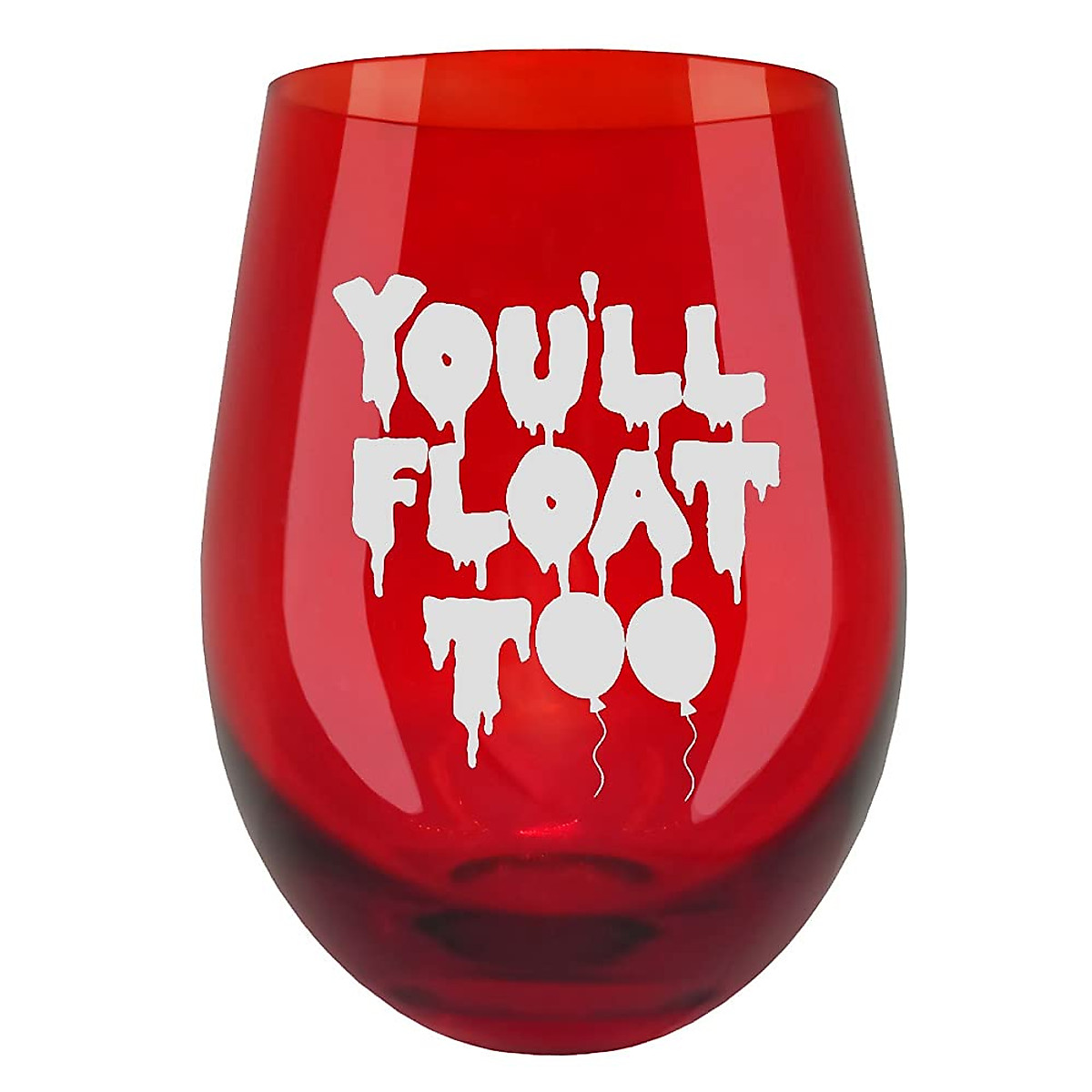 Valentines Day Gifts for Horror Lovers, Serial Killer Gifts, You'll Float Too Ruby Wine Glass and Horror Socks Gift Set, Horror Gifts for Men Women