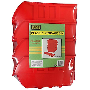 BIN BUDDY 4 Piece Stackable Storage Bins | Size Per 9.5" (24.1 cm) x 6" (15.2 cm) x 5" (12.7 cm) | Multipurpose Organizational Tool | Durable Red Plastic