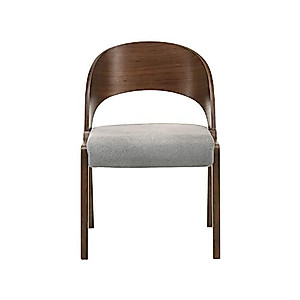 Armen Living Polly Mid-Century Modern Dining Accent Chairs Finish Fabric-Set of 2, 20" Wide, Walnut/Grey