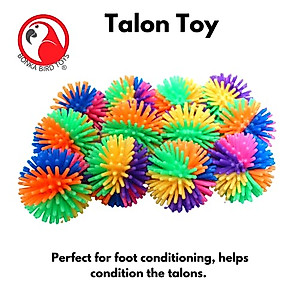 Bonka Bird Toys 3302 Small Rainbow Spike Balls Foot Talon Craft Part Bird Toys Durable Colored Tentacle Fuzz Texture Cockatiels Parakeets Conures and Other Similar Birds (12 Pack)