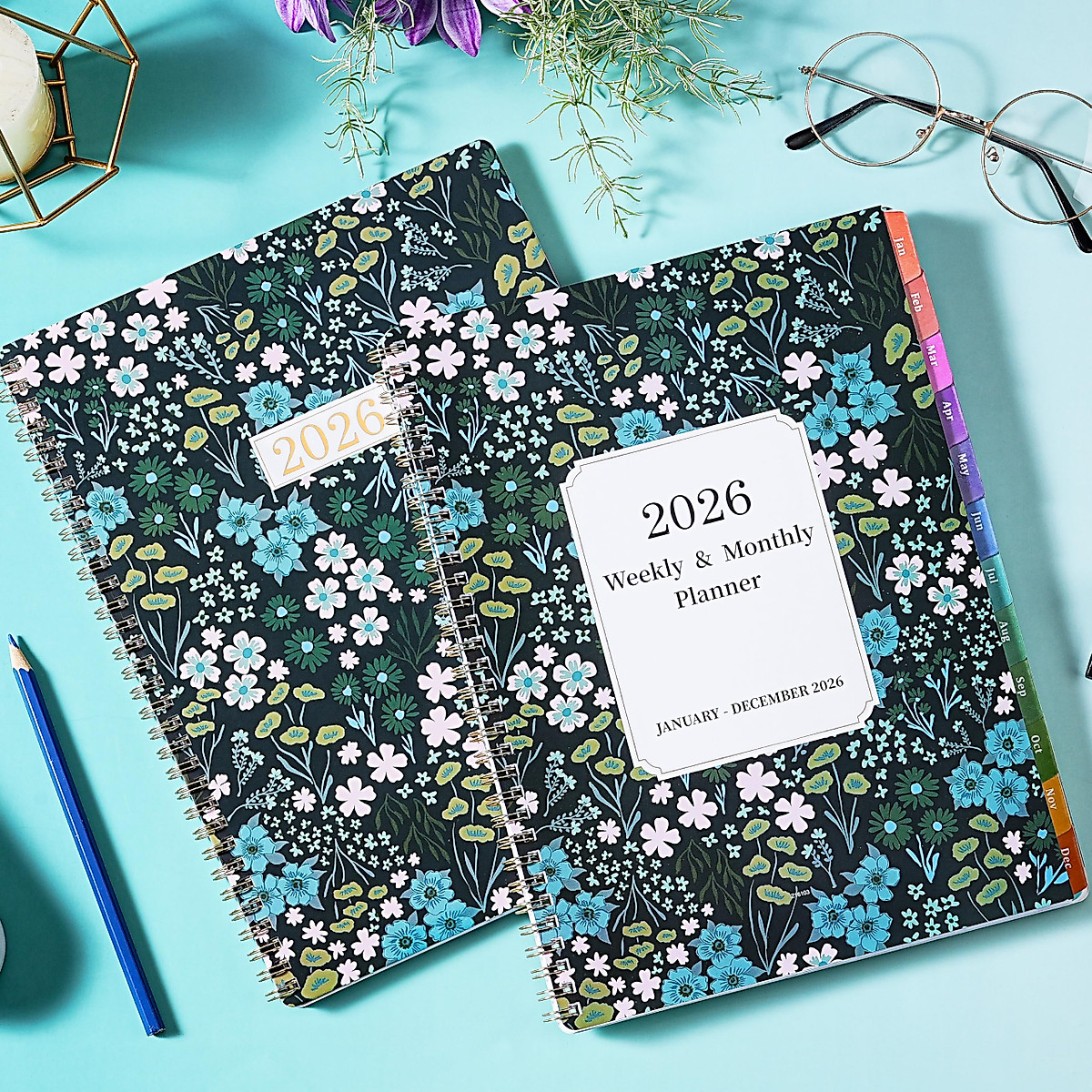 2023 Planner - Planner 2023, 2023 Planner Weekly and Monthly, January 2023 to December 2023, 6.3’’ × 8.4’’, 12 Monthly Tabs, Strong Twin-Wire Binding, Inner Pocket, Elastic Closure