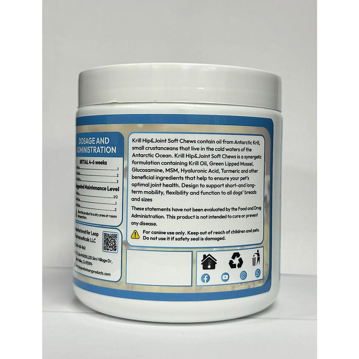 Pet Hip & Joint Supplements - Krill Oil and Glucosamine for Dogs Soft Chews, Joint Supplement for Dogs with Krill Oil,Glucosamine, Chondroitin, MSM, Turmeric, Anti Inflammatory, Mobility (Beef 90ct)