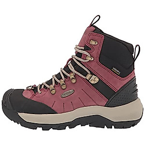 KEEN Women's Revel 4 Mid Height Polar Insulated Waterproof Snow Boots, Rhubarb/Plaza Taupe, 8