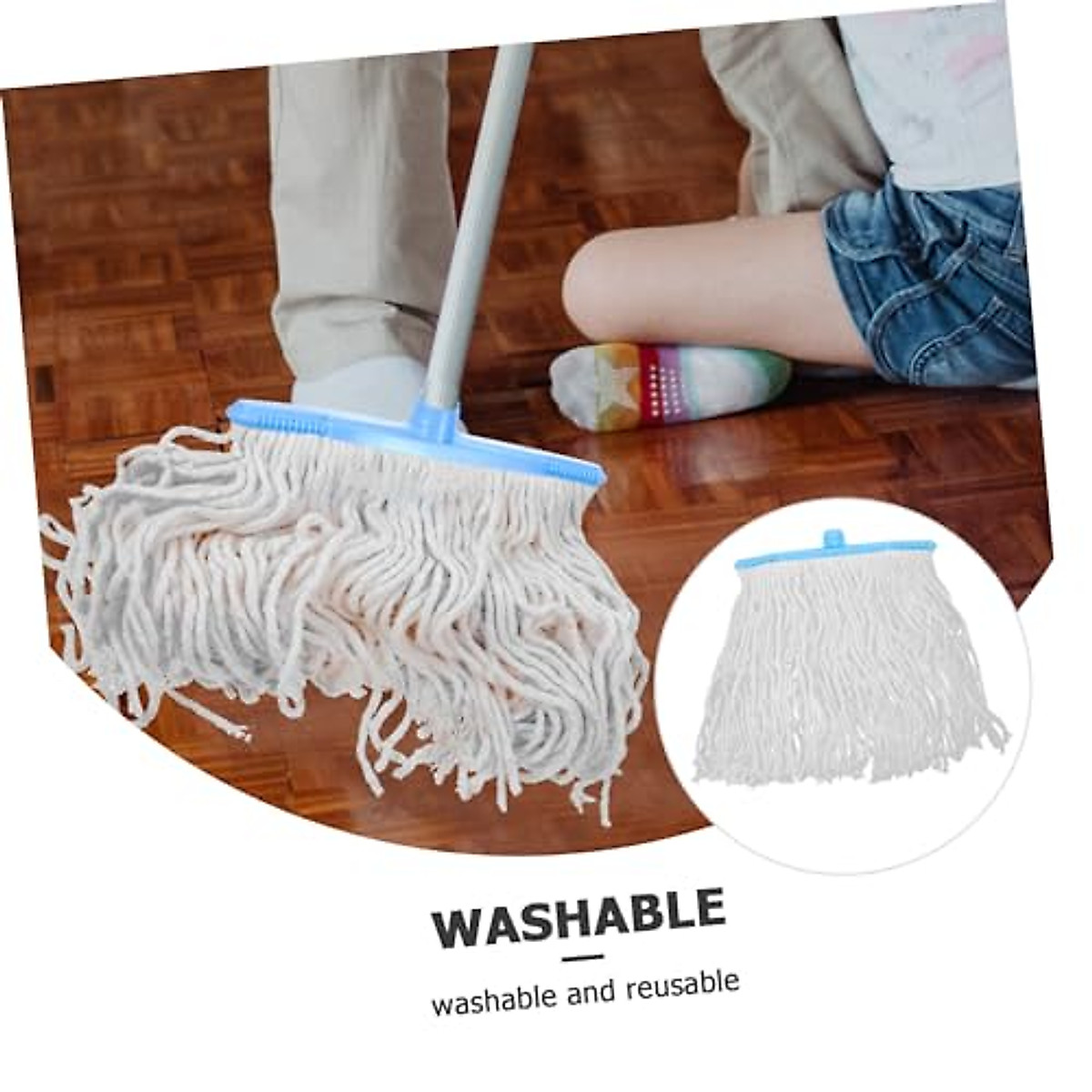 Beavorty Replaceable Mop Head Mop Heads Wet Mop Looped End Rope Mop Head Commercial Mop Heads Industrial Mop Heads Mop Floor Cleaner Pad Mop Refill Replacement Mop Pads Cotton