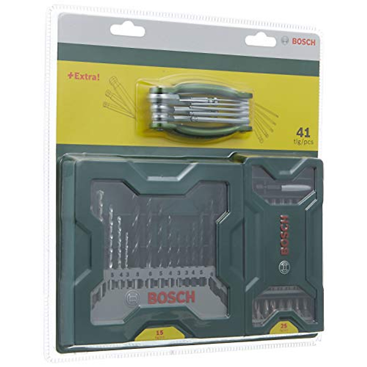 Bosch Home and Garden 2607017333 15 Mixed Drill 25-Piece Screwdriver bit Set + Folding hex Tool