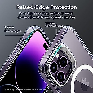 ESR for iPhone 14 Pro Case, Compatible with MagSafe, Built-in Camera Ring Stand, Military-Grade Protection, Magnetic Phone Case for iPhone 14 Pro, Classic Kickstand Case (HaloLock), Clear