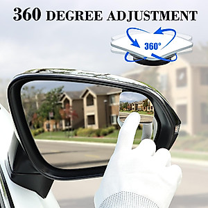 LivTee Blind Spot Mirror, Fan HD Glass Frameless Convex Rear View Mirror with wide angle Adjustable Stick for Cars SUV and Trucks, Pack of 4