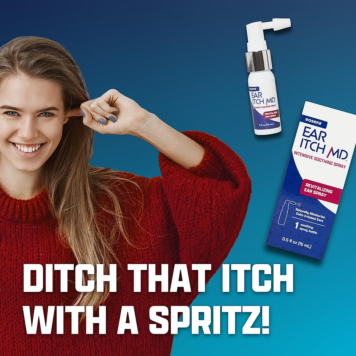 eosera® Ear Itch MD® - Ear Drops for Itchy Ears | Dry Ear Relief | Soothing Spray | Moisturizing Formula | Allergies, Eczema, Dermatitis, Psoriasis, Perimenopause, Menopause, Hearing Aids