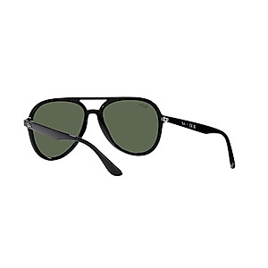 Ray-Ban RB4376 Aviator Sunglasses, Black/Dark Green, 57 mm