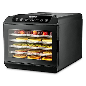 Gourmia GFD1680 Countertop Electric Food Dehydrator - 6 Drying Trays - Digital Countdown Timer - Preset Temperature Settings - Recipe Book Included