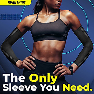 Sparthos Arm Compression Sleeves - Arms Brace for Recovery, Support for Athletic Sports Running Tennis Baseball Lifting Volleyball Shooting Weightlifting Golf - for Men and Women (Black-M)