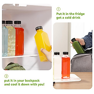 Party Club of America 21pcs 16oz Square Empty Reusable Juice Bottles With Caps,Label, Funnel, And Brush Drink Containers For Juicing Milkshake And Other Beverages