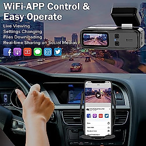 Dash Cam, WiFi FHD 2K 30fps Dash Camera for Cars, Mini Car Camera with 32GB SD Card, Front Dashcams for Cars with Night Vision, G-Sensor, 170° Wide Angle, Loop Recording, 24H Parking Monitor