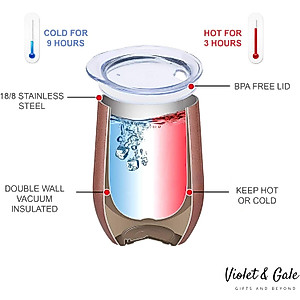 VIOLET & GALE 12oz Wine Glass Tumbler, Rose Gold, Medical Assistant Appreciation Week Gift, Thermal Insulated Coffee Mug with Lid, for Women, MA Graduation, CMA