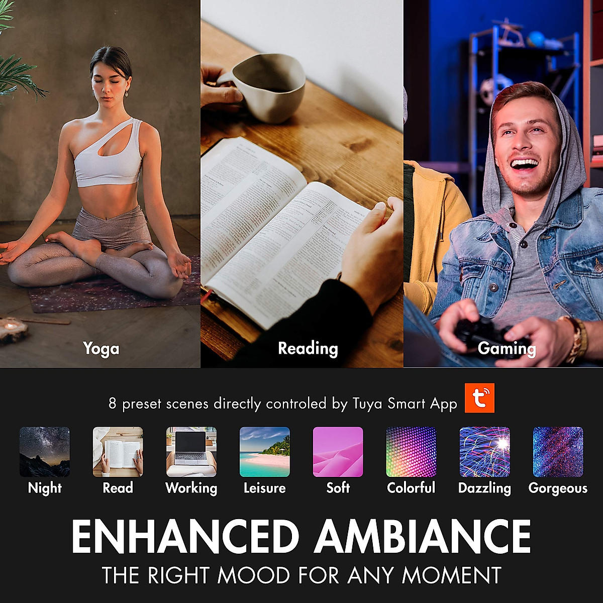 Tenergy 4 Pack Smart WiFi Led Light Bulb with White and Color Changing Light Bulb A19, No Hub Required LED Bulb with APP Compatible with Alexa and Google Home Assistant