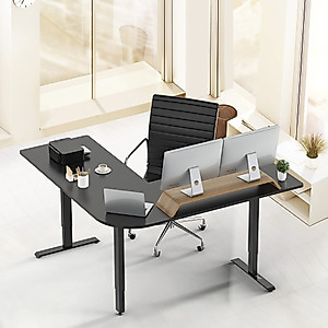 AVLT 47" Electric Standing Desk (3 ft 11 inches) L Shaped Sit Stand Desk Height Adjustable with Swappable Mid Foot Design - 3 Leg Motorized Corner Desk - Frame Only - Black