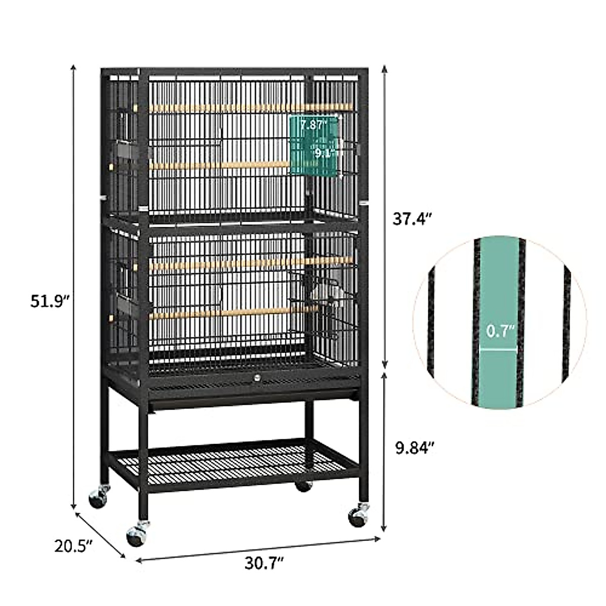 YITAHOME 52 inches Birdcage Cover and Bird Cage Seed Catcher, Bird Cages for Parakeets, Parrot, Cockatiel, Pigeon, Flight cage for Birds