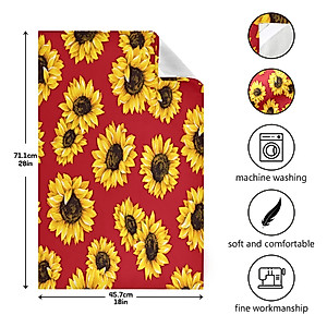 xigua Red Sunflower Kitchen Towels Dish Clothes Soft and Rapid Drying and Absorbent 1PCS Dishcloths Reusable Towels for Kitchen Bathroom Hotel Household Hand Towels 29"X18" inch